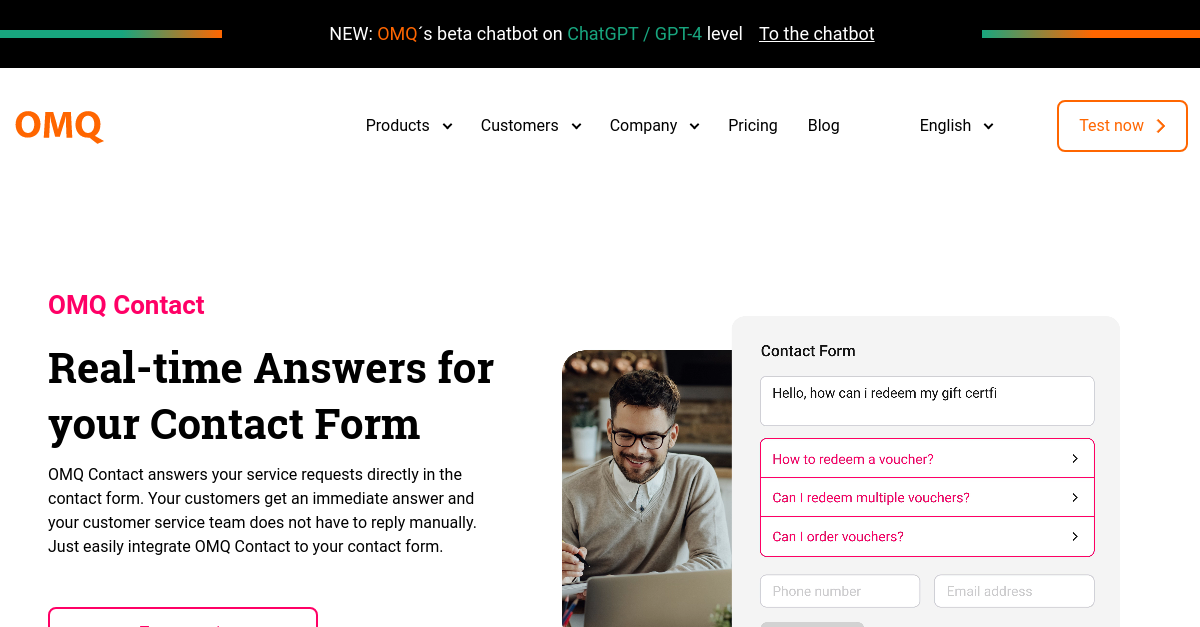 The Intelligent contact form answers automatically | OMQ