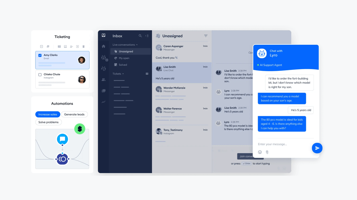 Ticket system and live chat at Tidio. Source: Tidio